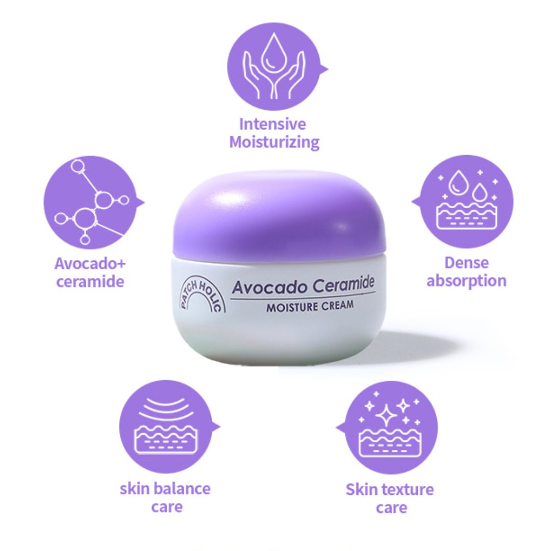 Crema humectante con aguacate y Ceramida de Patch Holic – Amie World